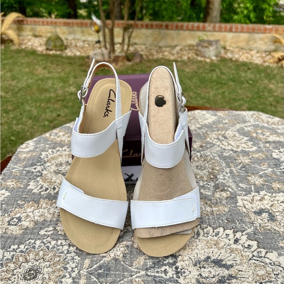 Clarks | Shoes | Nib Clarks Alto Disco Slingback Wedge Sandals Size 7 ...